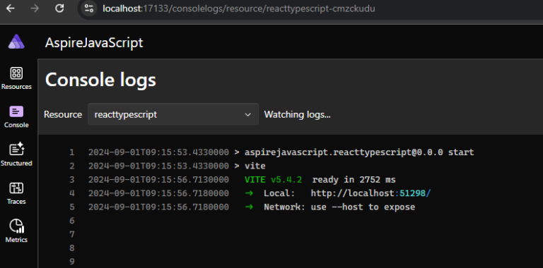 Customize aspire sample AspireJavascript project to add react typescript - Dotnet Code Crafters