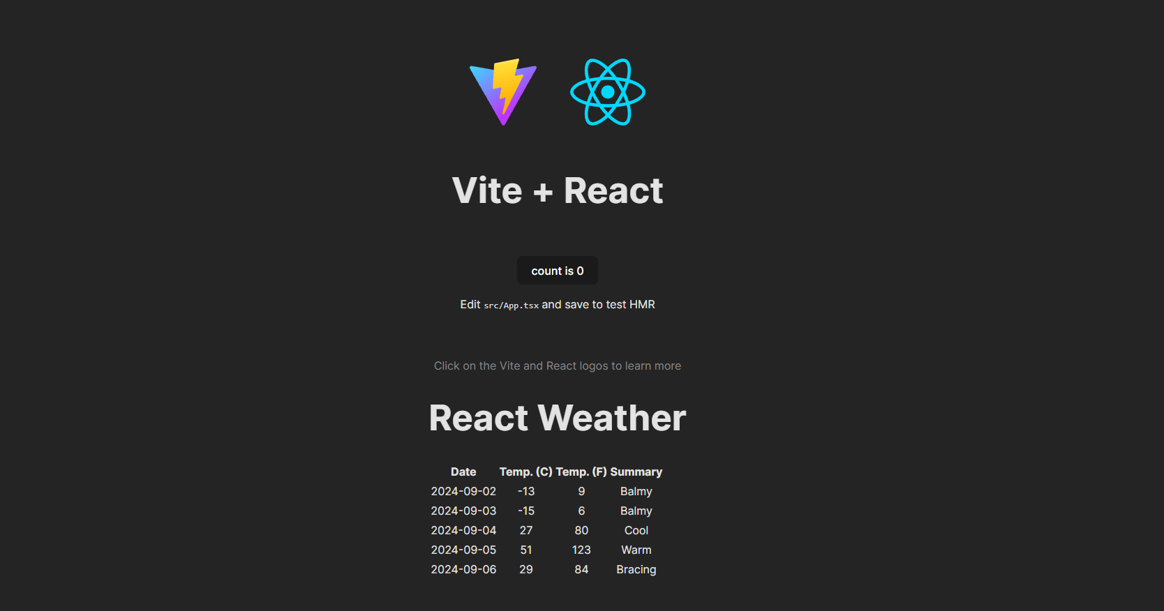 Customize aspire sample AspireJavascript project to add react typescript - Dotnet Code Crafters
